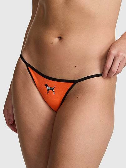 Pink Cotton String Bikini Panty - Orange