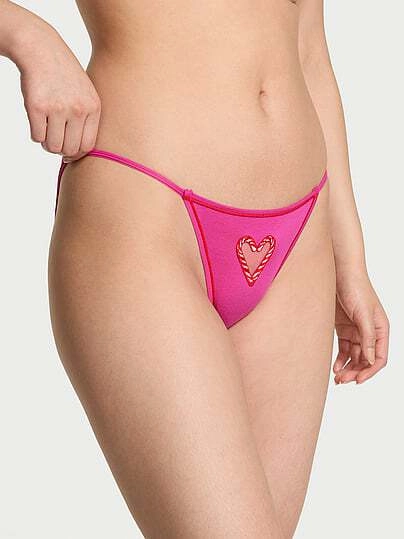 Pink Cotton String Bikini Panty - Pink