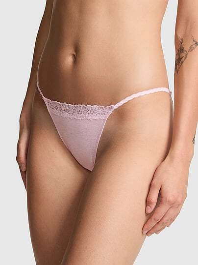 Pink Cotton String Bikini Panty - Pink