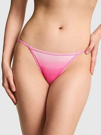 Pink Cotton String Bikini Panty - Print