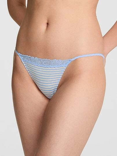 Pink Cotton String Bikini Panty - Print