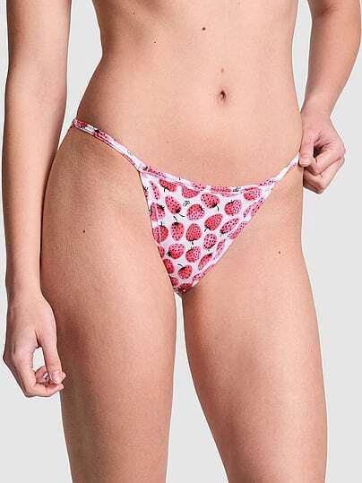 Pink Cotton String Bikini Panty - Print