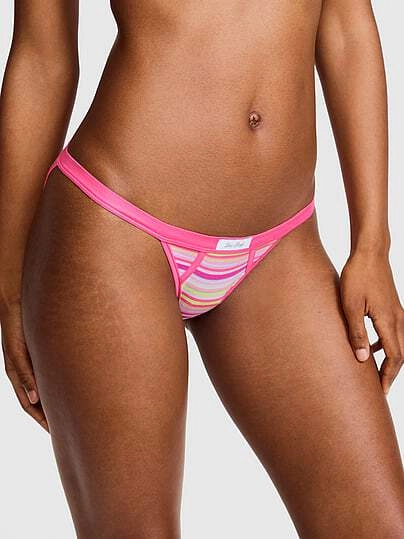 Pink Cotton String Bikini Panty - Print