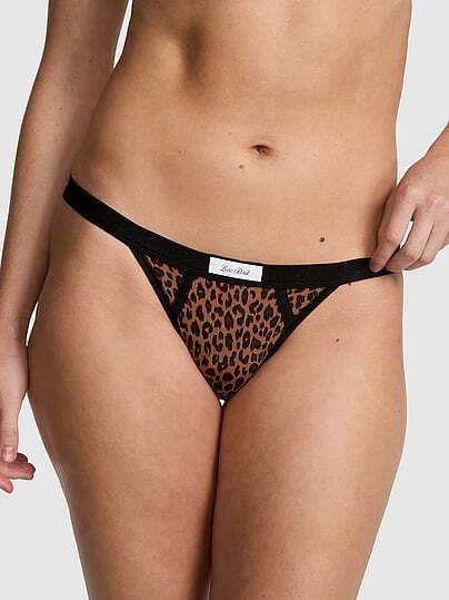 Pink Cotton String Bikini Panty - Print