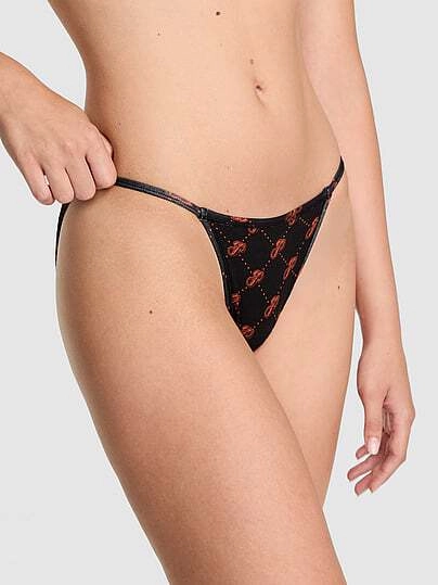 Pink Cotton String Bikini Panty - Print