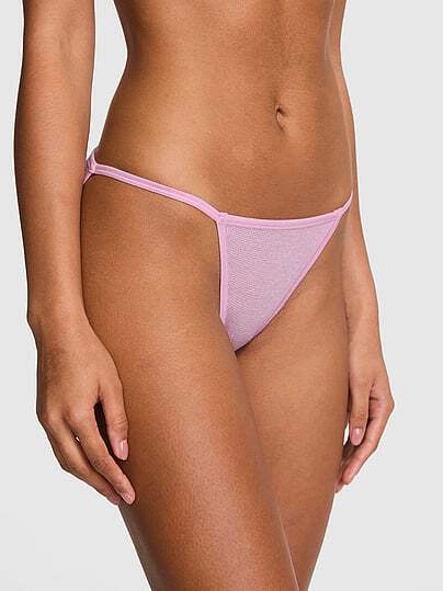 Pink Cotton String Bikini Panty - Purple