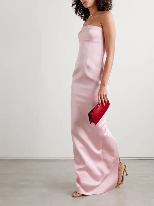 monot pink dress Monot Zoey Strapless Satin Gown - Pink