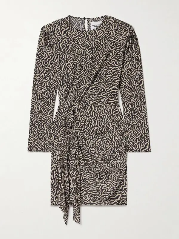 MARANT ETOILE Dulce Printed Crepe De Chine Mini Dress - Neutrals