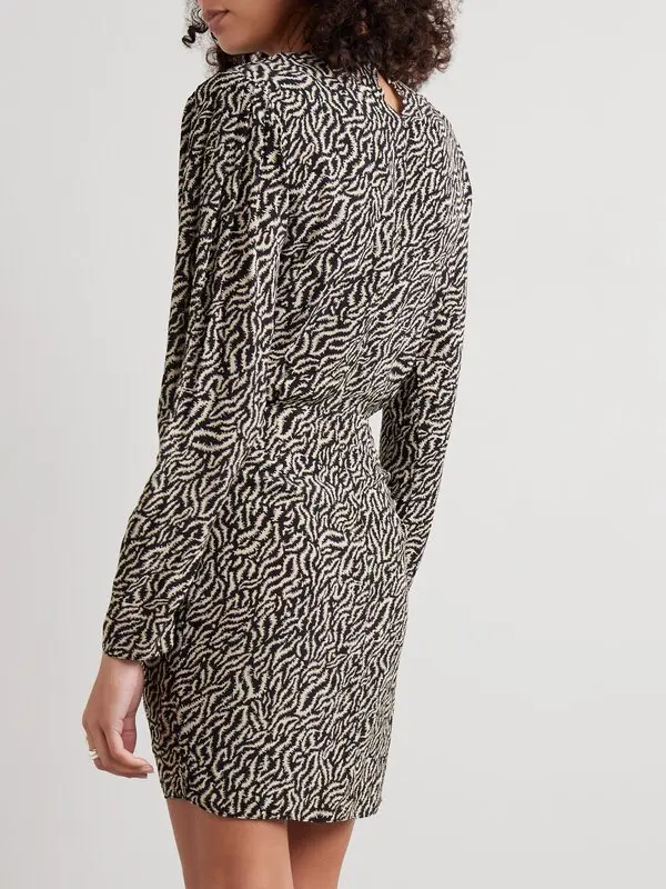 MARANT ETOILE Dulce Printed Crepe De Chine Mini Dress - Neutrals