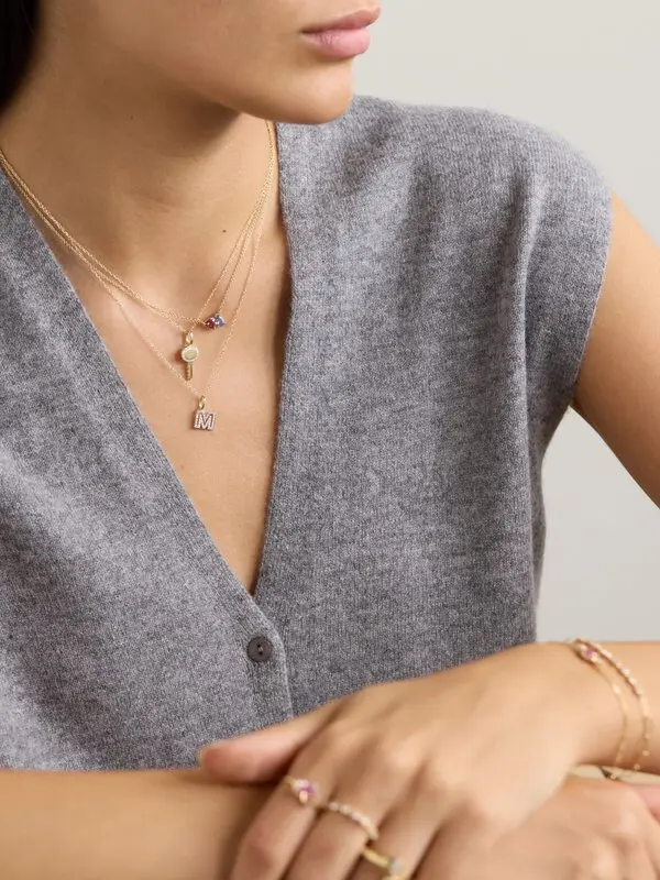 STONE AND STRAND Varsity Initial Diamond Necklace