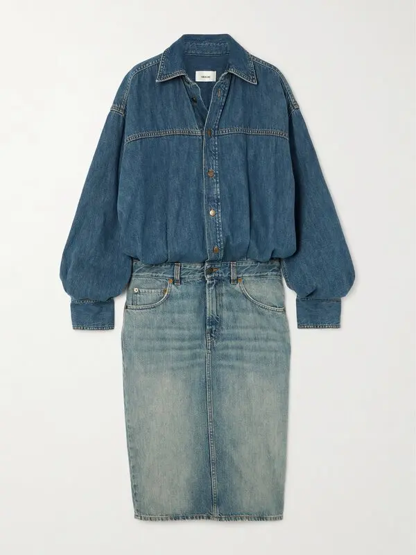 HAIKURE Joelle Two-tone Denim Shirt Dress