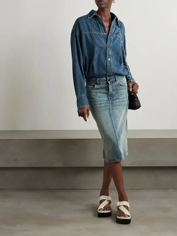 HAIKURE Joelle Two-tone Denim Shirt Dress