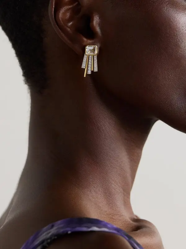 GEMELLA JEWELS Celestial 18-karat Gold Topaz And Diamond Earrings