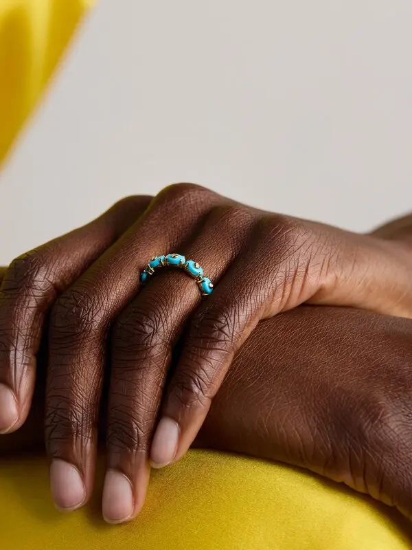 SYDNEY EVAN Eternity 14-karat Turquoise And Diamond Ring