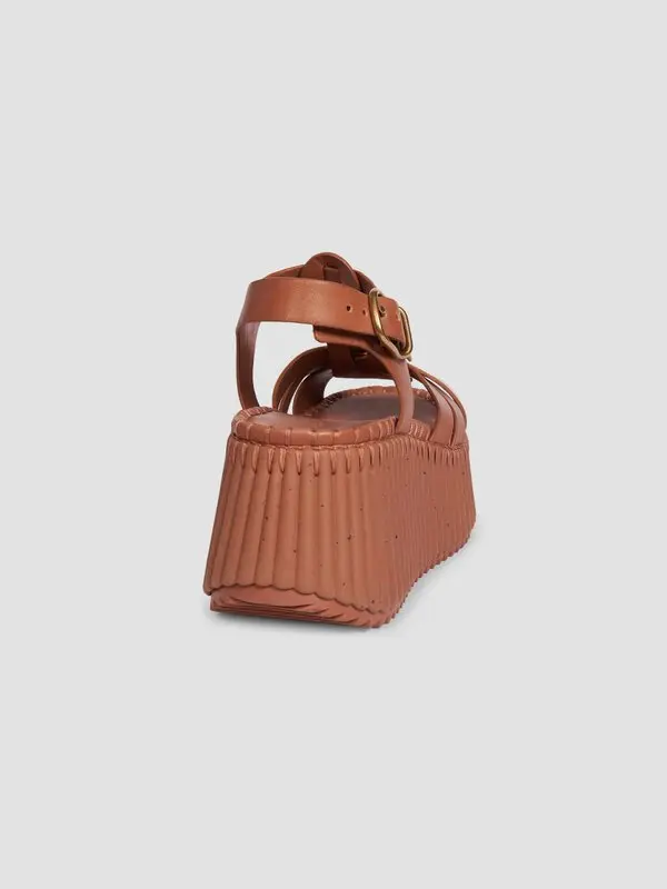 Chloé Nama Leather Platform Sandals - Ginger Brown