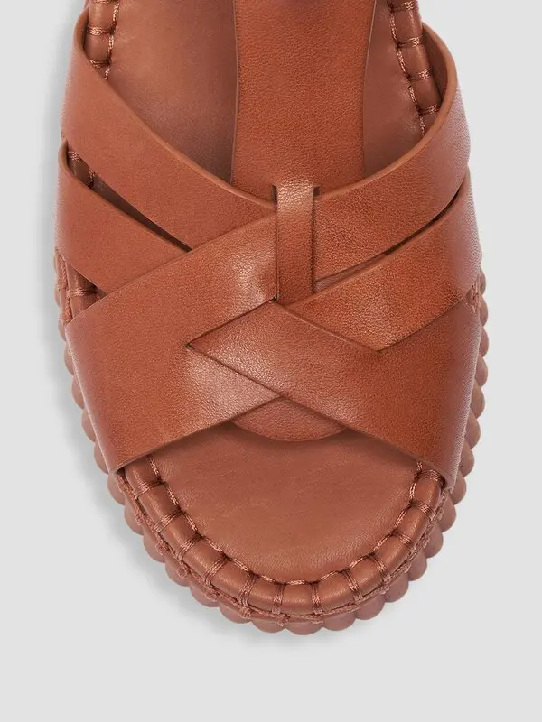 Chloé Nama Leather Platform Sandals - Ginger Brown