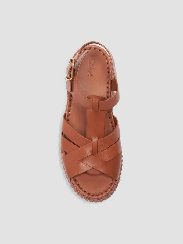 Chloé Nama Leather Platform Sandals - Ginger Brown
