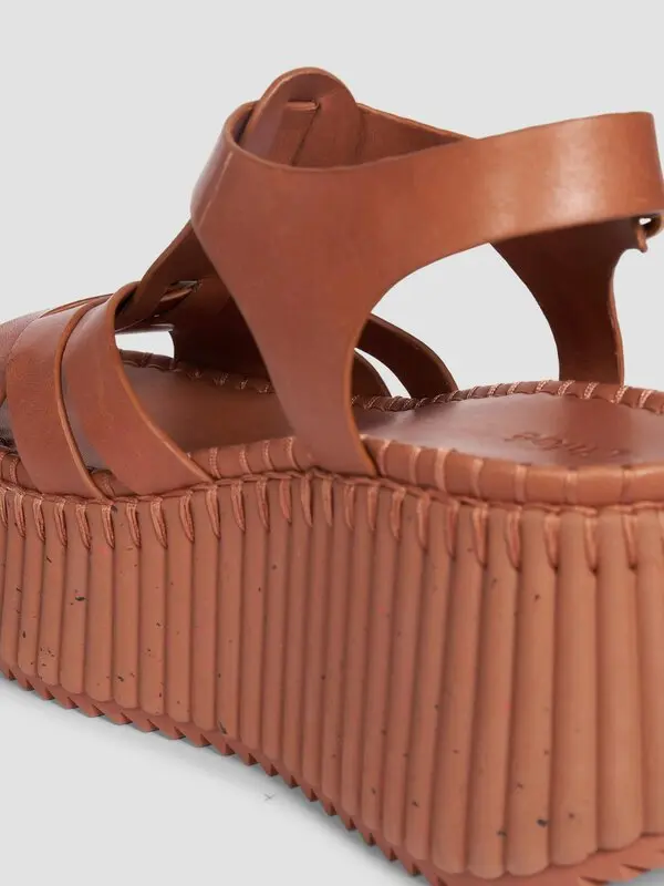 Chloé Nama Leather Platform Sandals - Ginger Brown