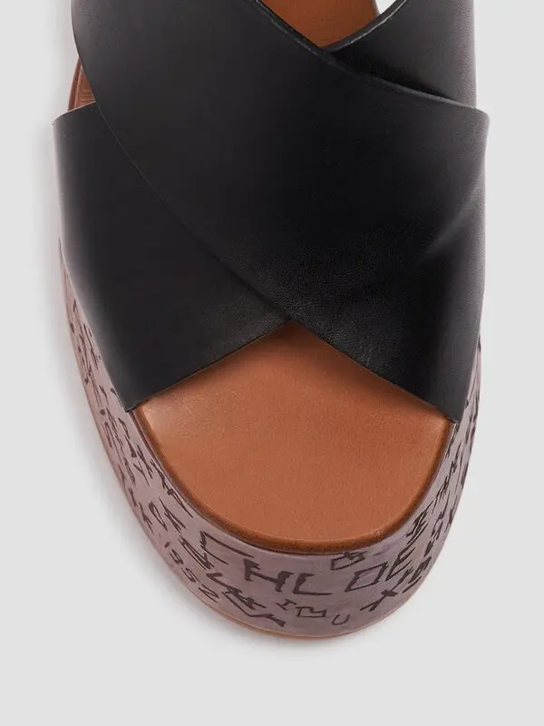 Chloé Maxime 140mm Leather Wedge Sandals - Black