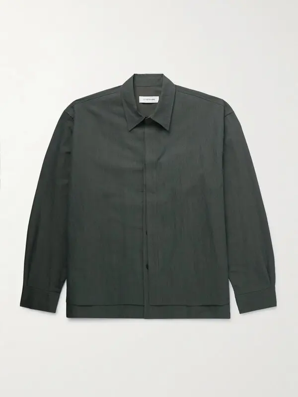 LE17SEPTEMBRE Layered Nylon And Cotton-blend Twill Shirt - Gray