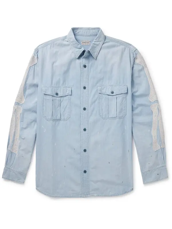 Kapital Embroidered Cotton-chambray Shirt - Blue