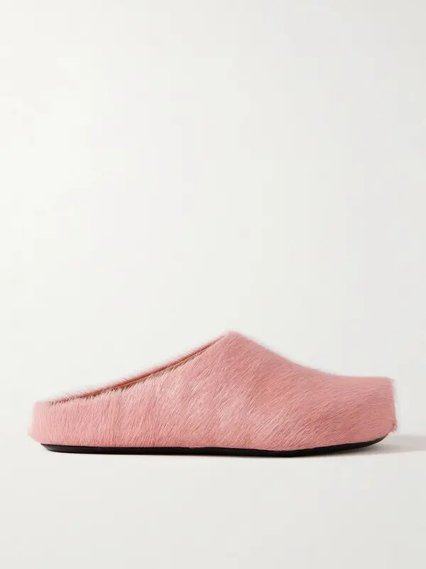Marni Fussbett Calf Hair Slippers - Pink