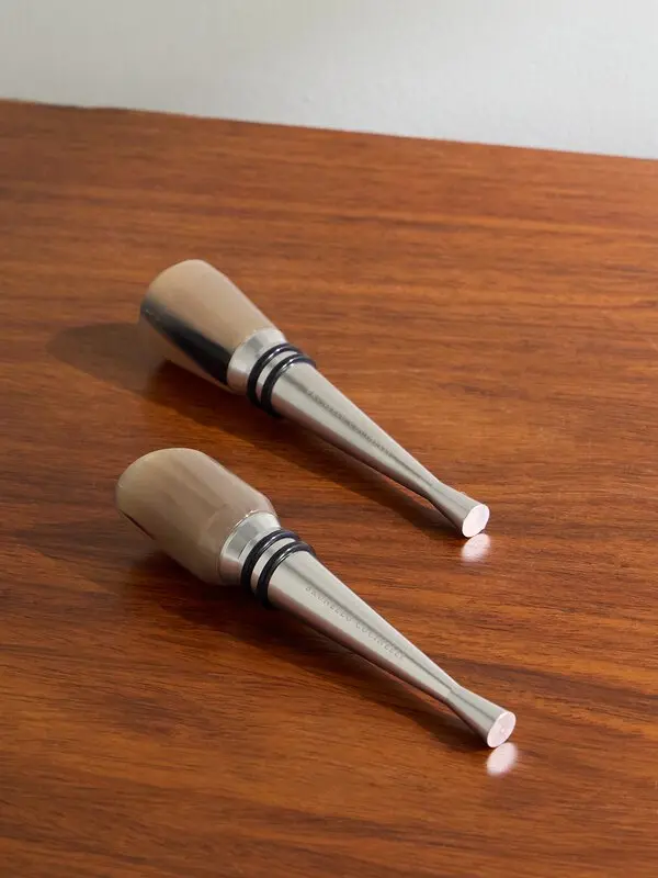 Brunello Cucinelli Set Of Two Horn And Stainless Steel Bottle Stoppers - Neutrals