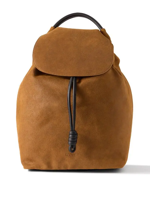 Loewe Flamenco Suede And Leather Backpack - Brown