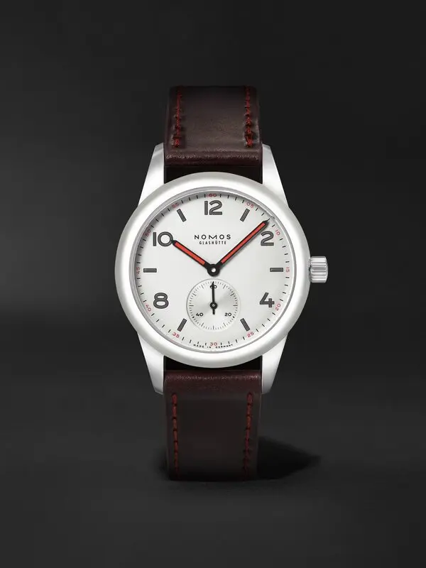 NOMOS GLASHUTTE Club Automatic 36mm Stainless Steel And Leather Strap Watch - White