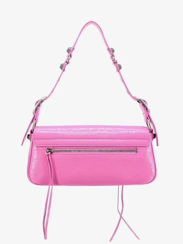 Balenciaga Leather Shoulder Bag With Metal Details - Pink