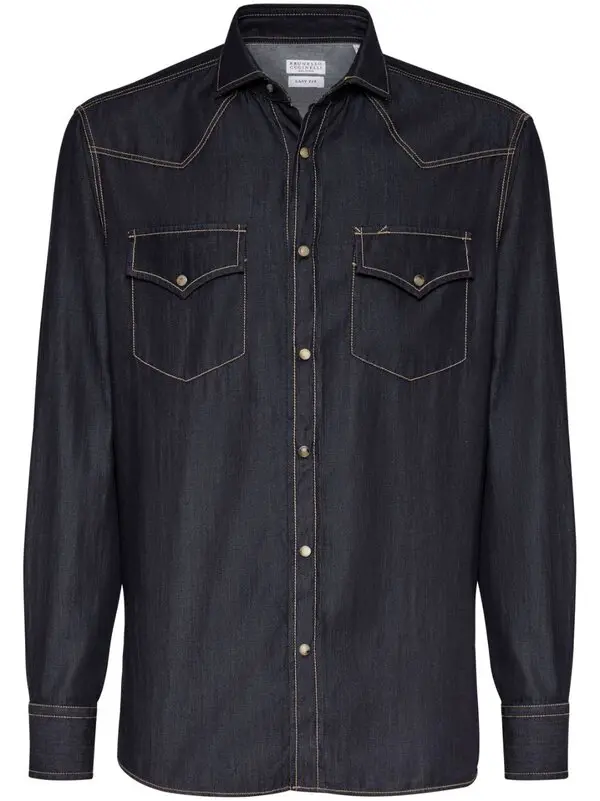 Brunello Cucinelli Denim Cotton Shirt