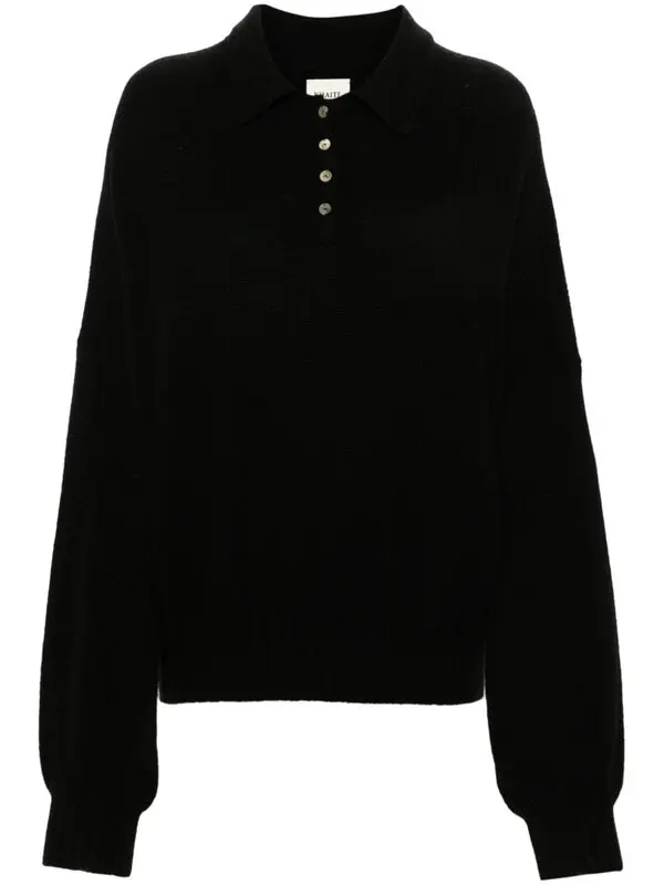 Khaite Rene Cashmere Blend Polo Jumper - Black
