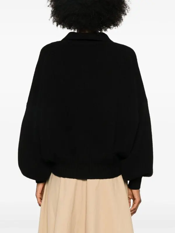 Khaite Rene Cashmere Blend Polo Jumper - Black