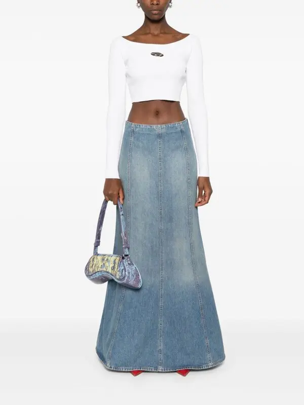 HAIKURE Seamed Denim Midi Skirt