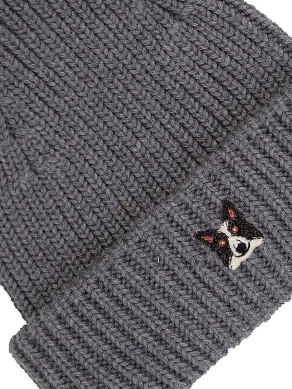 PELO FOUNDATION Dog-appliqué Beanie - Grey