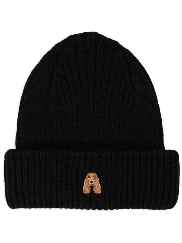 PELO FOUNDATION Dog-appliqué Beanie - Black