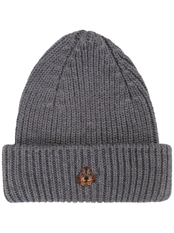 PELO FOUNDATION Dog Appliqué Beanie - Grey