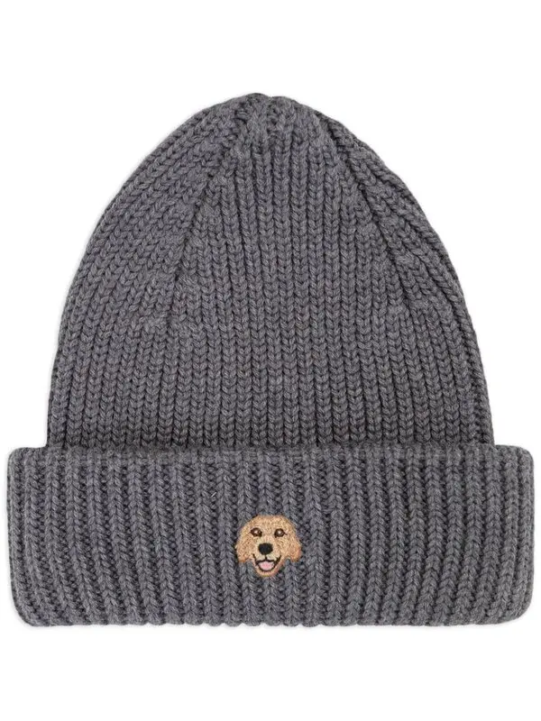 PELO FOUNDATION Dog Appliqué Beanie - Grey