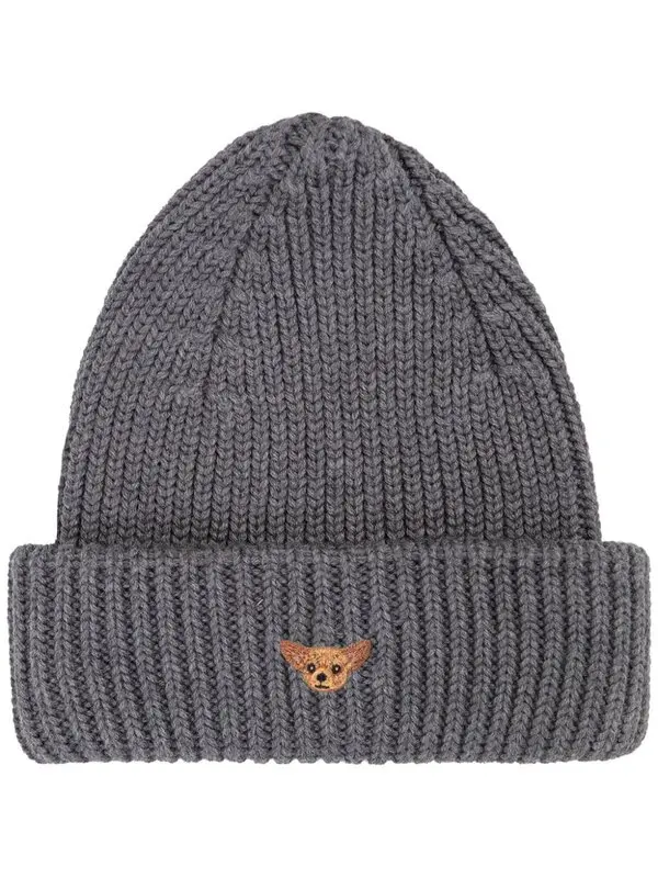 PELO FOUNDATION Dog-appliqué Beanie - Grey