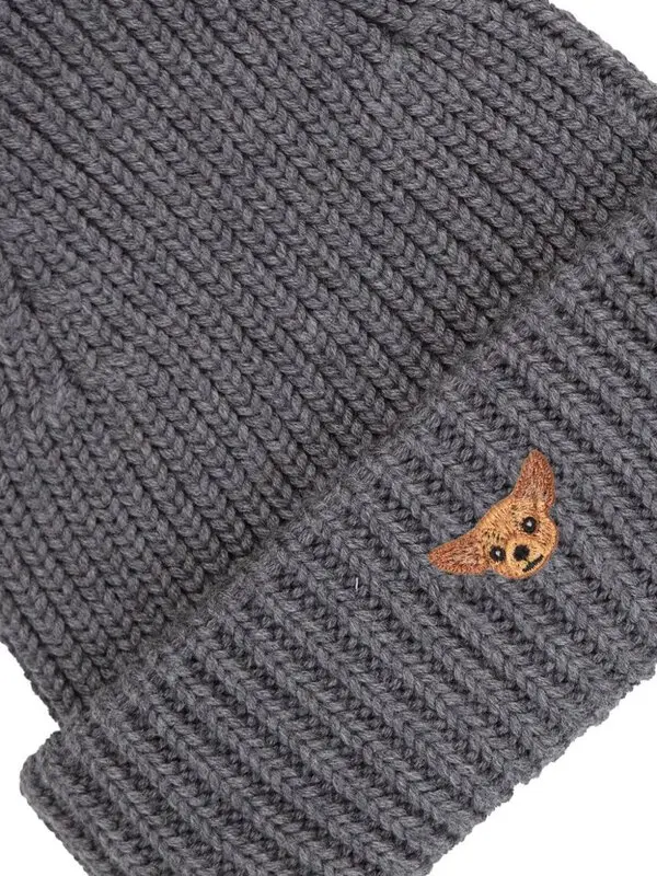 PELO FOUNDATION Dog-appliqué Beanie - Grey