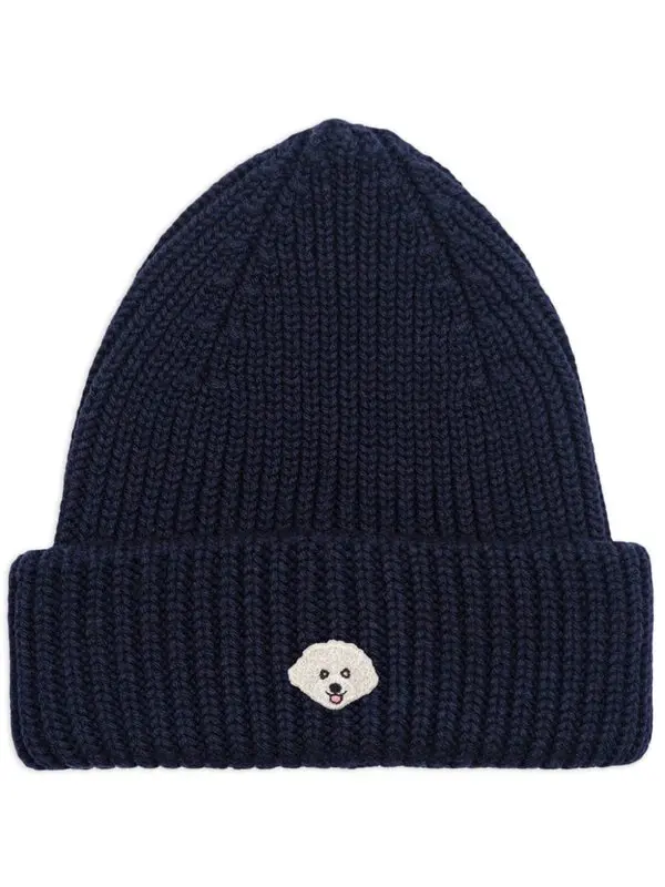 PELO FOUNDATION Dog-appliqué Beanie - Blue