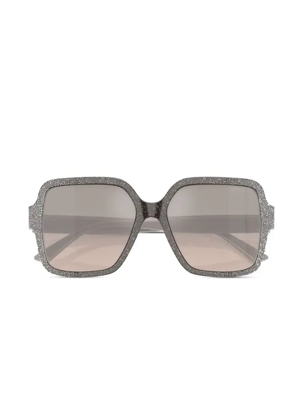 JIMMY CHOO Glitter-embellished Square Frame Sunglasses - Brown