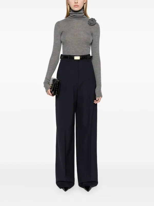 Valentino Garavani High-waisted Wool Trousers - Blue
