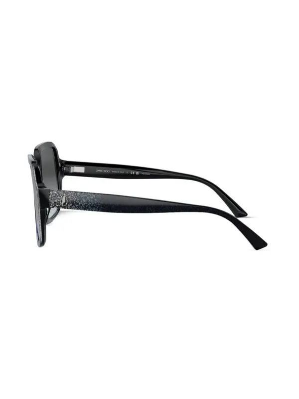 JIMMY CHOO Glitter Square Frame Sunglasses - Black