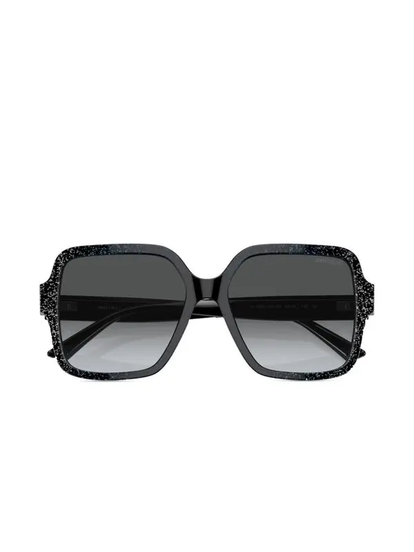 JIMMY CHOO Glitter Square Frame Sunglasses - Black