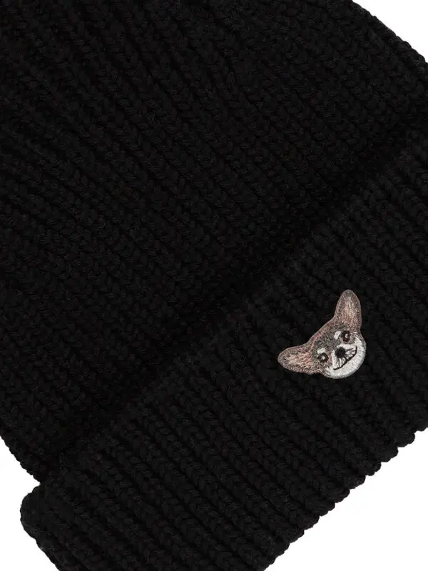 PELO FOUNDATION Dog-appliqué Beanie - Black