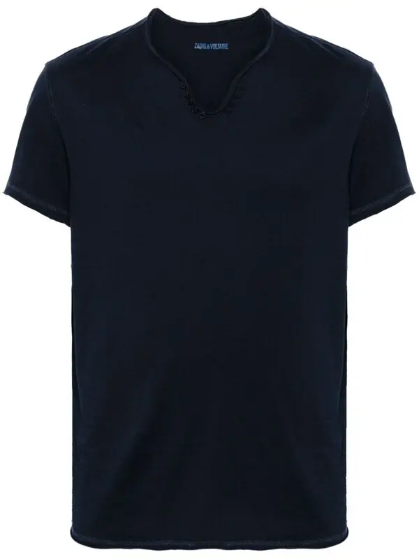Zadig&Voltaire Henley-neck Cotton T-shirt - Blue