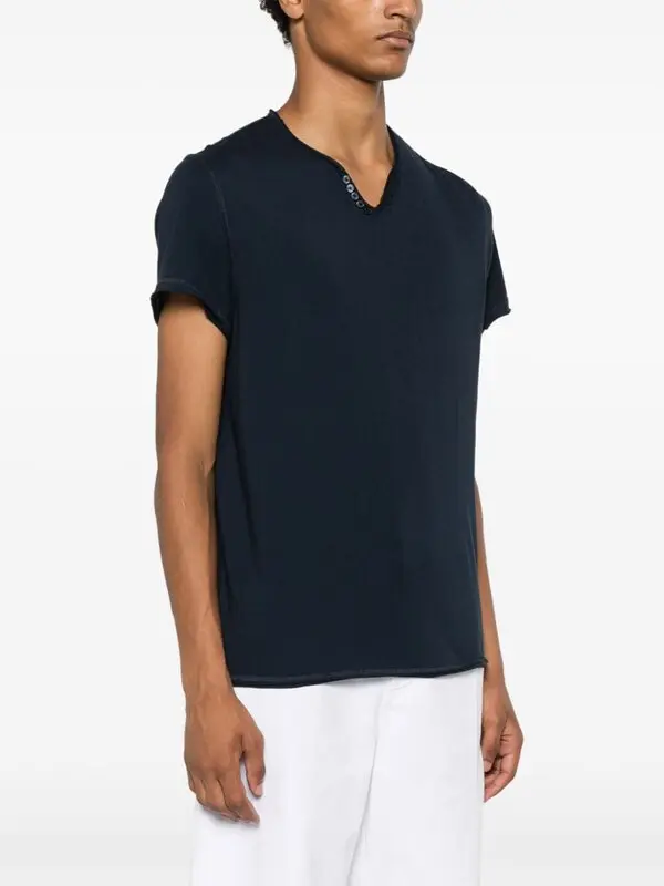 Zadig&Voltaire Henley-neck Cotton T-shirt - Blue
