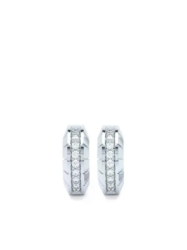 LOEV 14k Gold Diamond Eternity Hoop Earrings - Silver