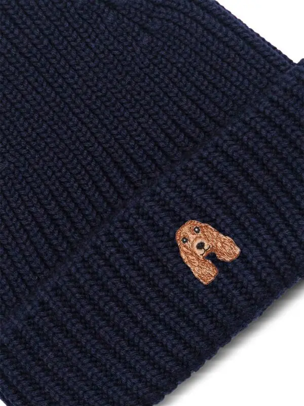 PELO FOUNDATION Dog-appliqué Beanie - Blue
